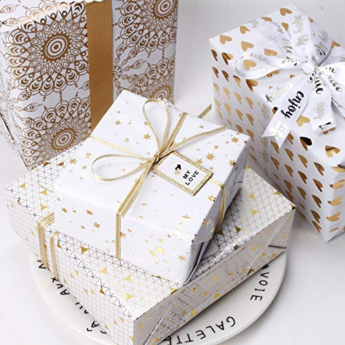 Geometrical Line Golden Custom Wrapping Paper 72x52cm Gift Packing ...