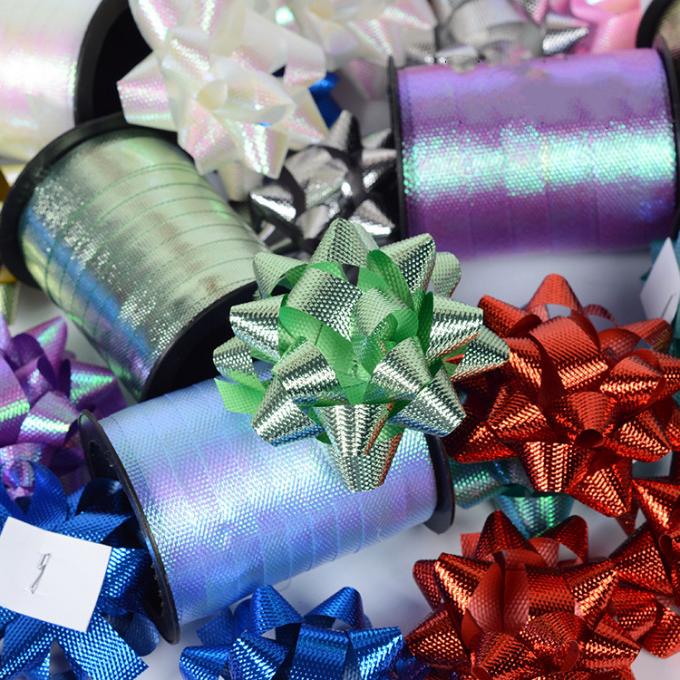 100% Polyester Curly Star Bow Gift Wrap Ribbon Set 0.5cm For Birthday ...