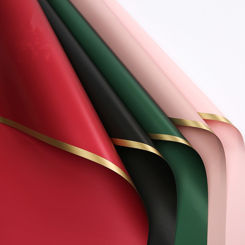 Golden Border Flower Packing Paper 58cm*58cm Water Resistant Wrapping Paper