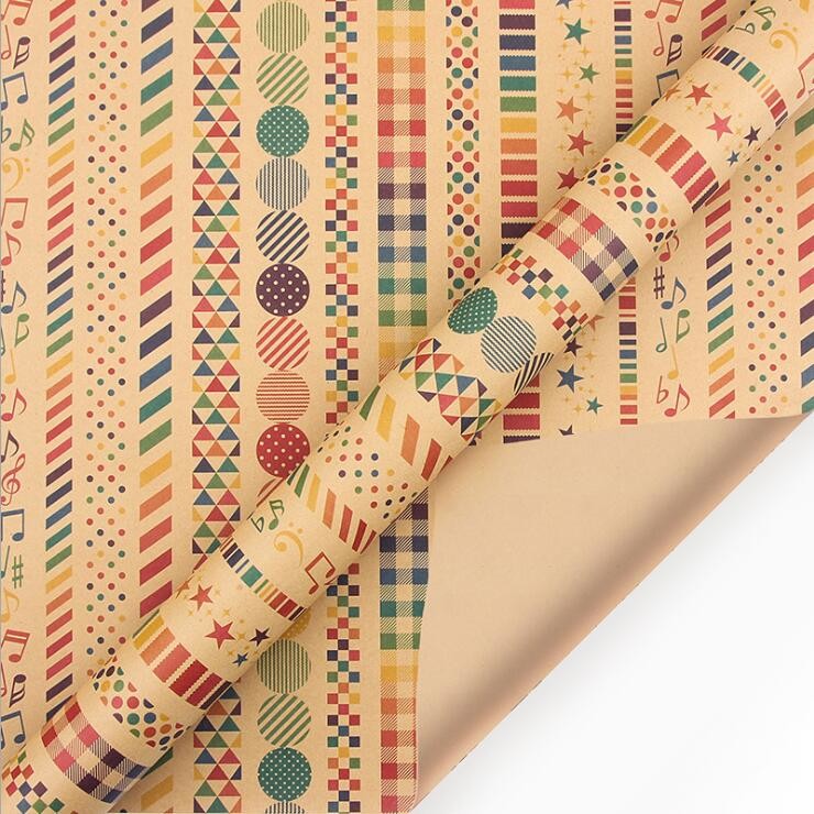 Recyclable Kraft Christmas Wrapping Paper Roll 80gsm 90 Sq Ft Wrapping ...